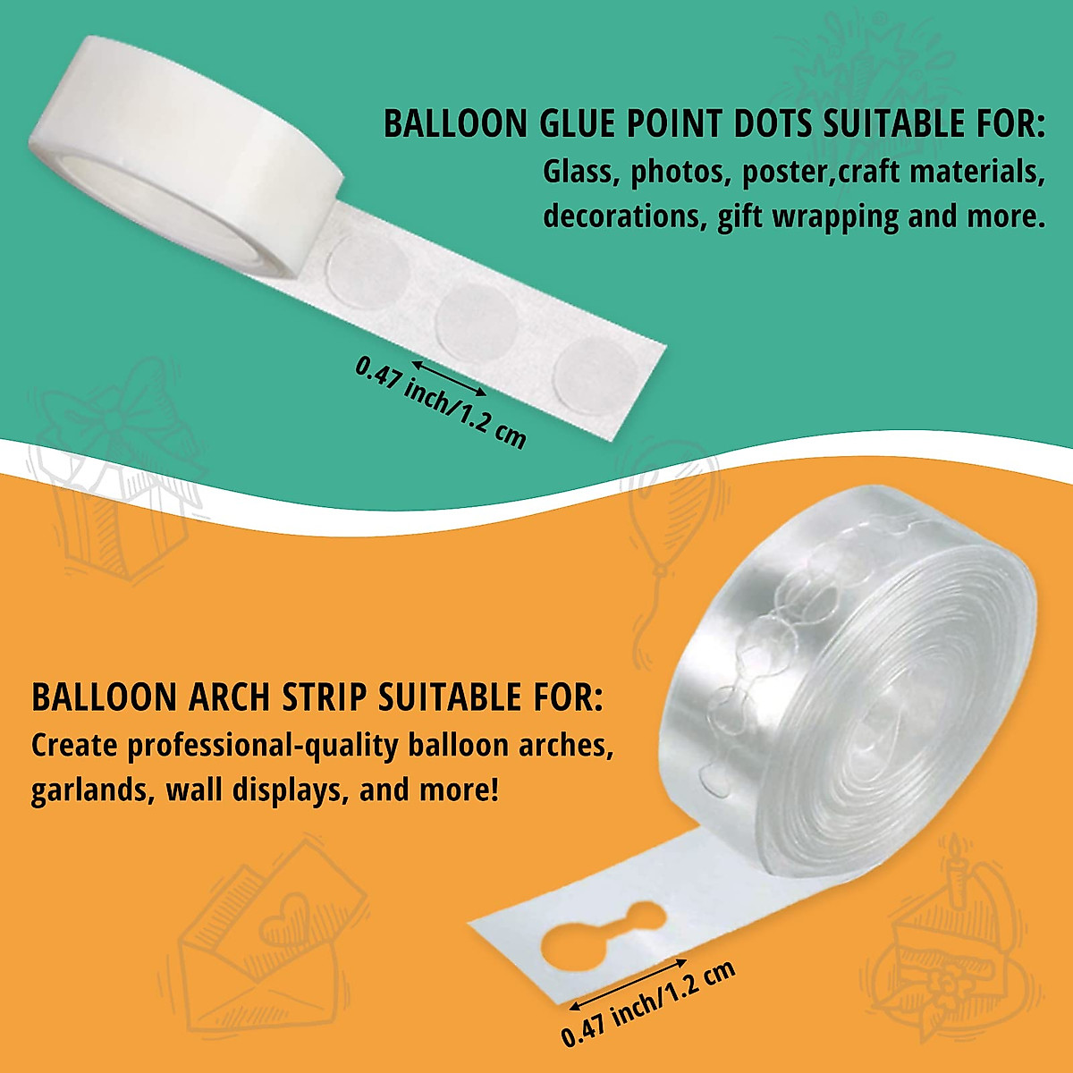 Balloon Arch Kit, 82ft Easy DIY Balloon Decorating Garland Strip and 500Pcs Glue Point Dots Tape for Balloon Arch, Decorations Making