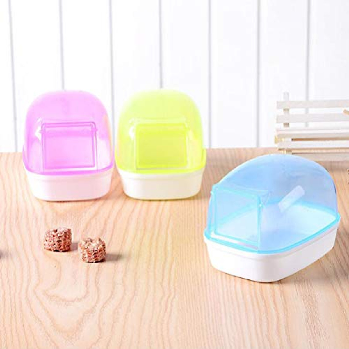 TEHAUX Hamster Bathroom Gerbil Plastic Sand Dry Bath Container Small Animal Sauna Toilet Sandbox for Hamster Gerbil Rat Mice and Small Animal (Random Color)