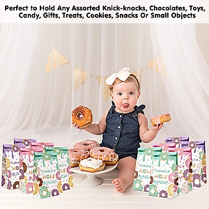 Levfla 24 PCS Donut Candy Bags Sprinkles Goodie Bags Thanks A Hole Bunch Stickers Sweet Doughnut Favor Ideas Kids Birthday Party Bash Decoration Supplies