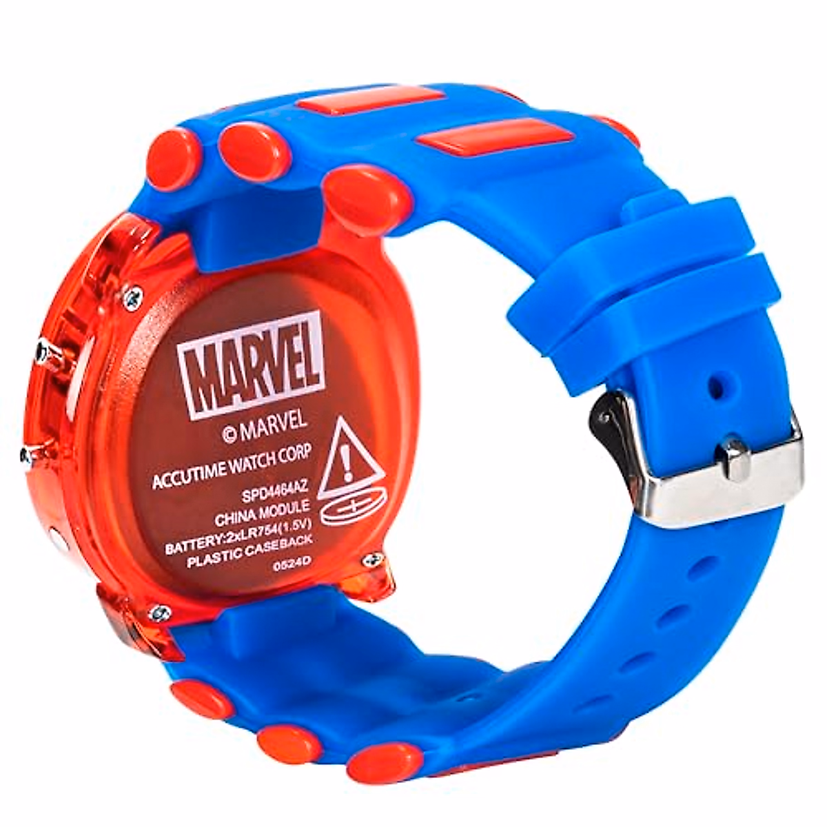 Accutime Kids Marvel Spider-Man Digital Quartz Plastic Watch for Boys & Girls with LCD Display Red/Blue (Model: SPD4464)