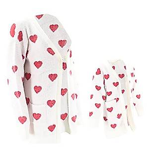 Unique Baby Girls Mommy and Me Valentines Day Kimono Sweater (Md, Red)