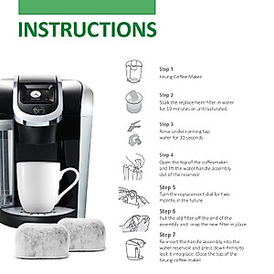 Pack of 6 Replacement Charcoal Water Filters By Housewares Solutions for Keurig Brewers - Keurig Compatible Water Filter Cartridges Universal Fit (NOT CUISINART) for Keurig 2.0 & 1.0 Coffee Makers