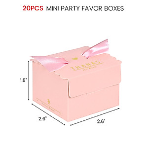 VGOODALL 20PCS 2.6 x 2.6 x 1.8 inches Party Favor Candy Box, Thank You Pink Gift Candy Box with Ribbons for Birthday Party, Bridal Shower, Wedding Decorations, Candy Table Decorations