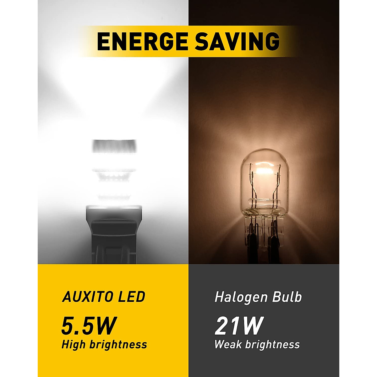 AUXITO Upgraded 7440 7443 LED Bulbs for Reverse Lights T20 7441 7444 LED Replacement Light Kit for Backup Tail Brake Signal Parking DRL Lights, 6000K Xenon White