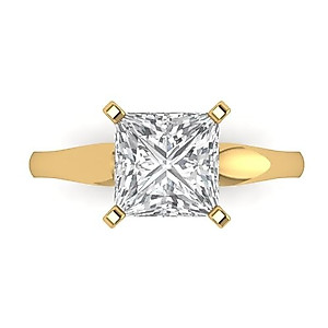 Clara Pucci 2.50ct Princess Cut Solitaire Moissanite Excellent Engagement Bridal Promise Anniversary Ring 18K Yellow Gold Size 5.75