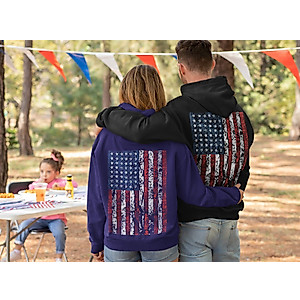 Lucky Ride American Flag Mens Sweatshirt United States USA Tattered Flag Hoodie, Black, S