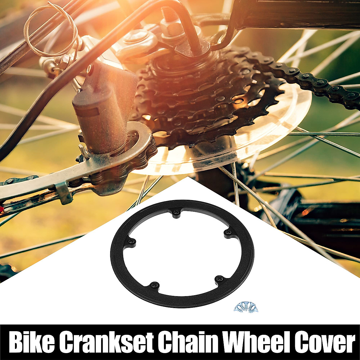 X AUTOHAUX 2pcs 44 Teeth 8.5cm 5 Holes Bicycle Bike Crankset Chain Wheel Cover Protector Chain Wheel Protective Cover Black