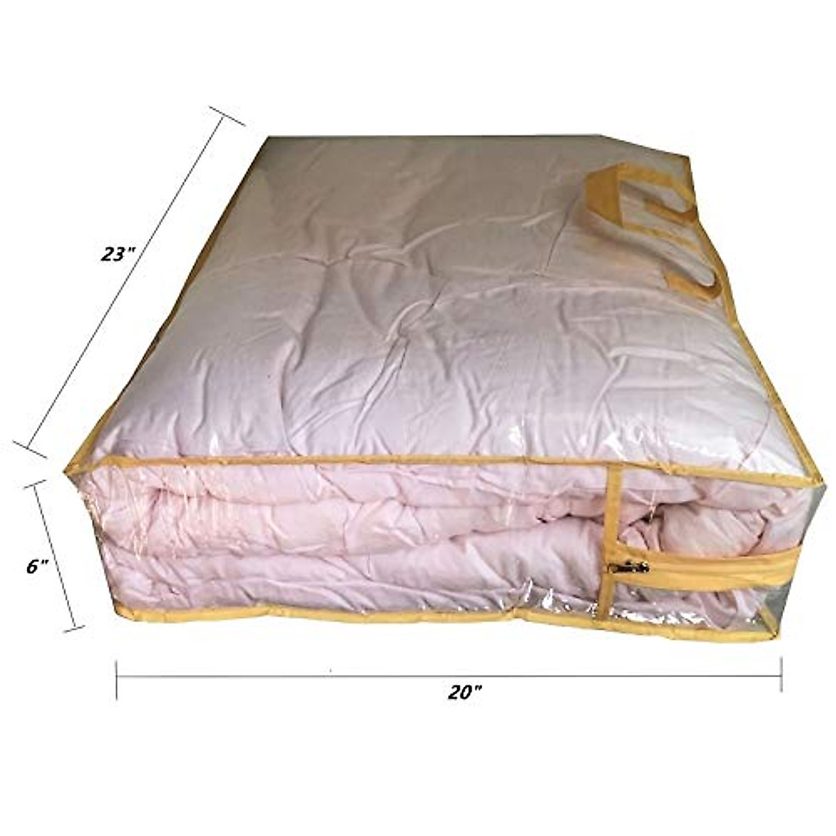 6 Pack Clear Storage Bags with Zipper and Handles, Vinyl Zippered Storage Bag for Clothes, Blanket, clothing, Quilts, Pillows, Bedding, 23x20x6 Inch