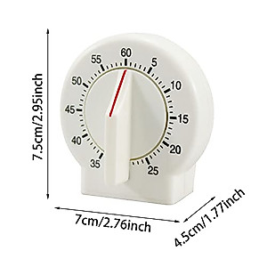 Kitchen Timer, 60 Minutes Mechanical Timer Clock,Kitchen Cooking Timer Clock with Bell Alarm Clock,No Battery Needed, Easy to Read Operate (White)