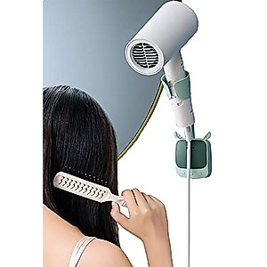 FSSSCPD Hands Free Hair Dryer Holder,Wall Mounted Adjustable Blow Dryer Stand Holder,Self Adhesives No Drilling Hairdryer Stand No Hand,Bathroom Shower Hair Tool Organizer Essential