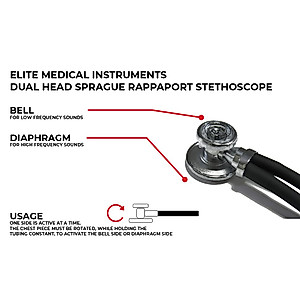 EMI EBL-430 Sprague Rappaport Dual Head Stethoscope and Manual Aneroid Sphygmomanometer Blood Pressure with Large Adult Cuff (Cuff Size: 33 cm to 51 cm | 13 inch to 20 inch) - Black