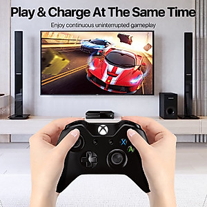TNP Controller Battery Pack for Xbox One Controller Rechargeable Battery Cover (2 Pack) Xbox One X/S Xbox 1 Play and Charge Kit for Xbox One Wireless Controller Black with Charger Cable