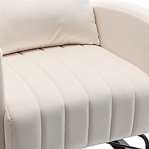 SZUBEE Modern Velvet Nursery, Accent Rocking Chair with with Solid Metal Legs, Upholstered Comfy Glider Rocker for Reading, Bedroom and Living Room,Beige