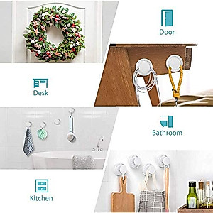LUXEAR Suction Cup Hook, 4Pack Shower Suction Hooks, Waterproof Shower Hooks for Bathroom, Vacuum Suction Hook for Kitchen, Removable Wall Hooks for Window Glass Door, Garland Towel Loofah Bag, White