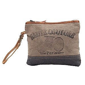 Myra Bag Haute Couture Upcycled Denim & Canvas Wristlet Bag S-1018