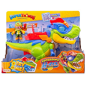 SUPERTHINGS RIVALS OF KABOOM Superdino H-Rex, Jointed Dinosaur Hero Lights and Sounds, Includes 1 Kazoom Kid and 1 SuperThing