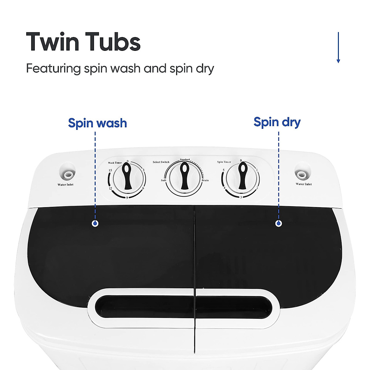 ZENY Portable Clothes Washing Machine Mini Twin Tub Washing Machine 13lbs Capacity with Spin Dryer,Compact Washer and Dryer Combo Lightweight Small Laundry Washer for Home,Apartments, Dorm Rooms,RV