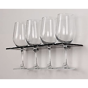 WANLIAN Wine Glass Holder Wall Mounted Wine Glass Holder Acrylic Wall Mounted Wine Glass Holder Cabinet Tableware Lower Wine Glass Holder and Wine Glass Storage Rack (Black 2 pack)
