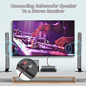 RCA Cable 5Ft,2Rca Male to 2-RCA Male Audio Stereo Subwoofer Cable [Hi-Fi Sound] Nylon-Braided Auxiliary Audio Cord for Home Theater, HDTV, Amplifiers, Hi-Fi Systems,Speakers and etc (5Ft)