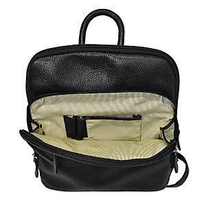 Zinda Genuine Leathers Unisex City Backpack Tablet Compatible Multiple Pockets Bookbag Satchel Daypack (Black)