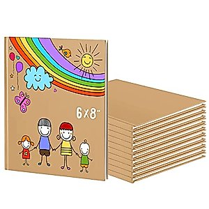 10 Pcs Hardcover Blank Book for Kids to Write Stories Hardcover Book Sketchbooks Blank Journal Books for Student Classroom DIY Drawing and Writing, 20 Sheets (Brown, 6 x 8 Inch)