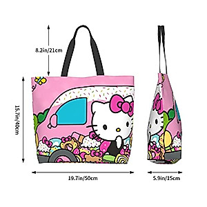 NDZHZEO Anime Tote Bag for Women and Girls Cute Shopping Bag Kawaii Shoulder Bag Fashion Handbags Gym Bag Purses