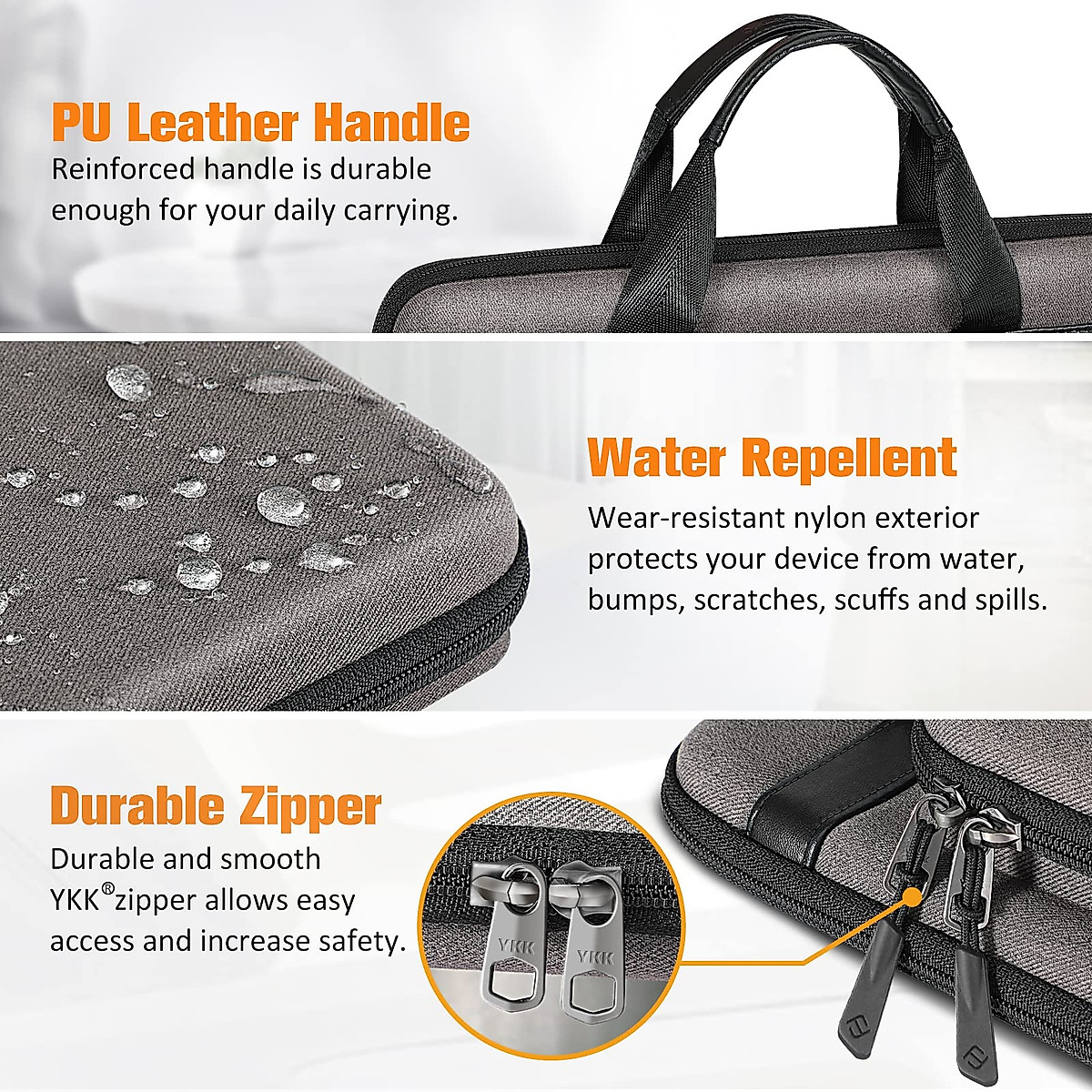 FINTIE FINPAC 13-14" Laptop Sleeve Case Briefcase Shoulder Bag with Tablet Pocket and Accessory Pouch for MacBook Pro 14, 13" MacBook Pro/Air, iPad 12.9-13 & Other Up to 14" Chromebook Tablet - Gray