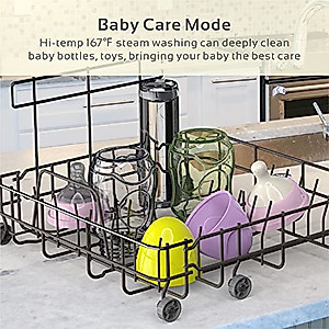 Portable Countertop Dishwasher, 5 Washing Programs Mini Dishwasher with 5L Built-in Water Tank & Inlet Hose, Baby Care & Fruit Wash for Small Apartment, Dorms, RVs -White