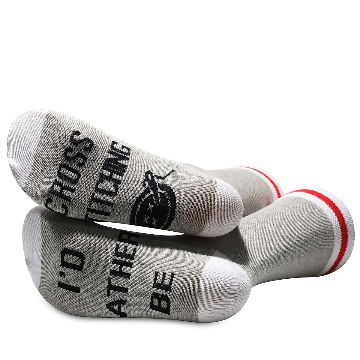 G2TUP 2 Pairs I’d Rather Be Cross Stitching Socks Cross-Stitch Lover Gift Cross-Stitch Project Bag Sewing Lover Socks Needle Worker Gift (I’d Rather Be Cross Stitching)