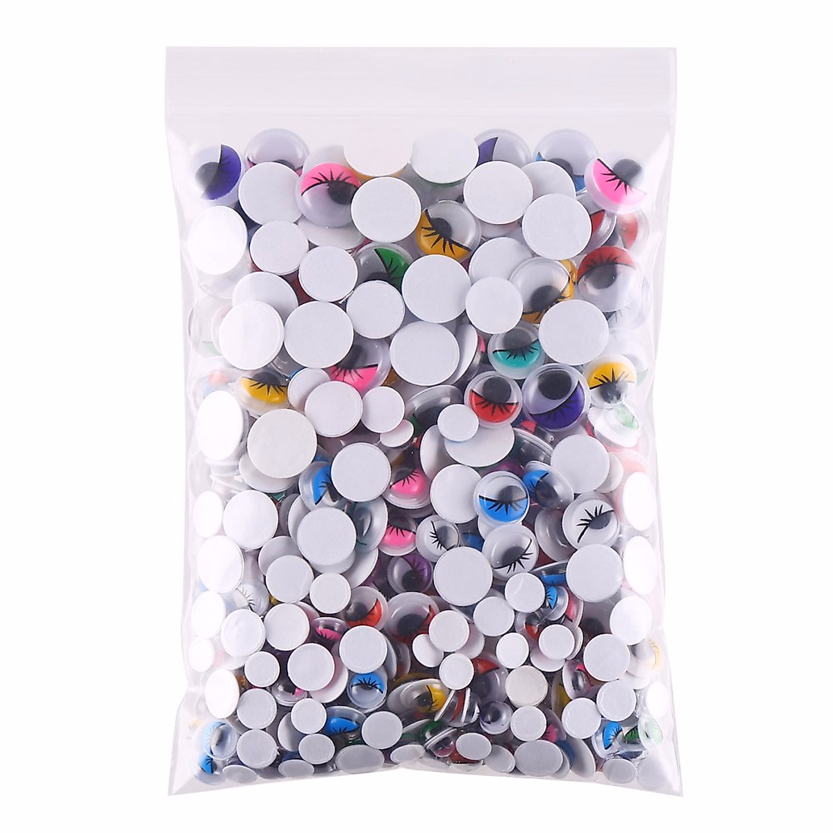 CCINEE 500 Pieces 6-12 mm Wiggle Eyes Multi Color Googly Eyes with Self Adhesive Eyelash Googly Eyes for Craft Making