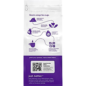 Ethical Bean Fairtrade Organic Coffee, Lush Medium Dark Roast, Whole Bean Coffee (12 Oz Bag), Lush Medium Dark Roast, 0.75 Lb