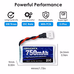 URGENEX 3.7V Lipo Battery 750mAh 25C Rechargeable 5 Pack Lipo Batteries with Molex Plug 5 in 1 Charger for Syma X5 X5SW X5C X5C1 RC Quadcopter Drone Spare Parts