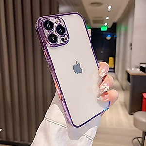 KANGHAR for iPhone 14 Pro Max Case Clear 6D Plating Astronaut Hidden Stand Case for Women Men Camera Lens Cover Soft TPU Shockproof Protective Phone Case for iPhone 14 Pro Max 6.7 Inch - Purple