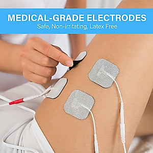 LotFancy TENS Unit Electrode Pads 2”x2”, 20 Pcs TENS Replacement Pads for Electrotherapy, Self-Adhesive TENS Pads for EMS Muscle Stimulation Machine, Reusable, Latex-Free