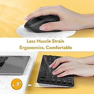 Wireless Keyboard and Mouse, Trueque Silent 2.4GHz Cordless Full Size USB Mouse Combo, Long Battery Life, Lag-Free for Computer, Laptop, PC, Windows, Mac, Chrome OS (Black)