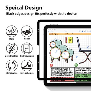 BERSEM Paperfeel Screen Protector [Paperfeel Pro] Compatible with iPad Air 4 10.9 Inch 2020 / iPad Pro 11 inch(2021/2020/2018) - Black