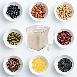 Eagrye 22 Lbs Large Rice Storage Container with Measuring Cup, Clear Pets Food Bin with Seal Locking Lid, Dry Food Flour Bin for Rice, Flour, Pet Food, Baking Supplies