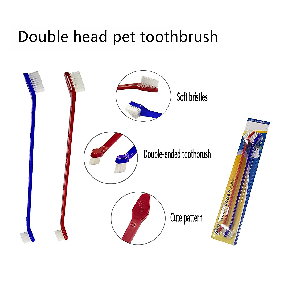 QeeHeng Pet DogToothbrush Kit,Cat Finger Toothbrush,Dog Double Headed Toothbrush for Dental Care,Halitosis and Tartar Removal for Dog and Puppy（11 PCS）