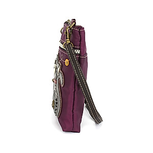 CHALA Crossbody RFID Cell Phone Purse - Women Nylon/Faux Leather Multicolor Handbag with Adjustable Strap Venture - Gray Tabby Cat - purple