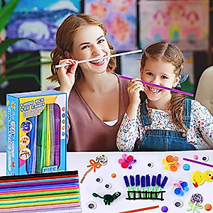 LHSQIOQIO Pipe Cleaners, 1000 Pcs 20 Assorted Colors 12 Inch Chenille Stems Craft Supplies with Pom Poms and Googly Eyes, Great for DIY Art Craft