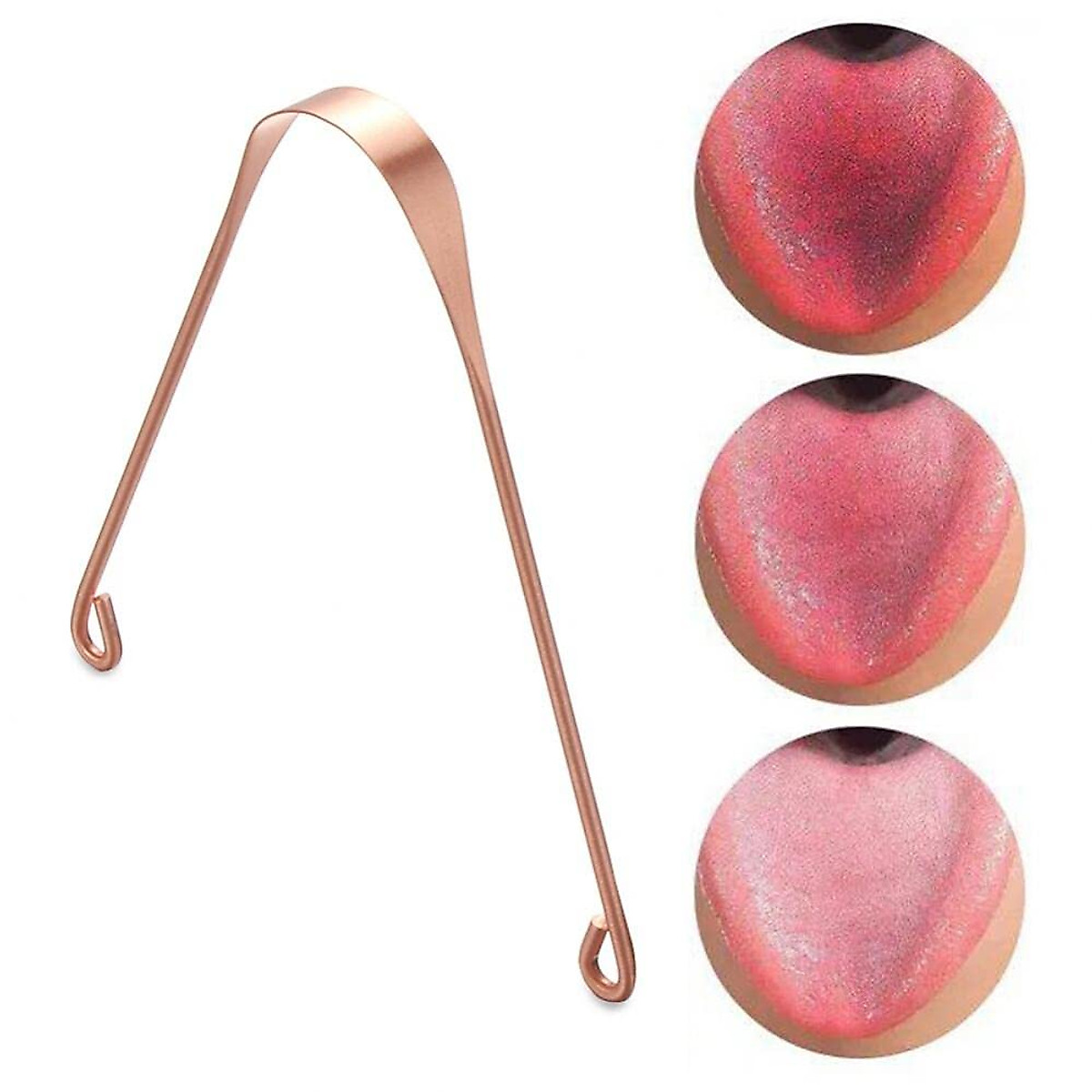 Froiny 1pc Copper Tongue Clean Scraper Not-Gagging Design Metal Tongue Cleaner Unisex Tongue Toothbrush Dental Oral Care Tool