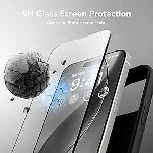 GONEZ for iPhone 14 Pro Max Case Silicone, Compatible with MagSafe, with Screen Protector + Camera Lens Protector, Liquid Silicone Shockproof Protective iPhone 14 ProMax Case 6.7", Black