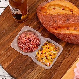 NQEUEPN 20pcs Double Condiment Containers, Square & Round Condiment Containers with Lids 2 Compartment Snack Containers Double Sauce Containers for Camping Travel, Easy to Clean