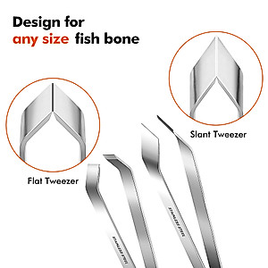 Rainspire Stainless Steel Fish Bone Tweezers Remover Tool Set, Fish Bone Pliers/Tweezers, Kitchen Food Cooking Tweezers, Seafood Tools Kitchen Gadgets Home Gadgets, Non-Slip