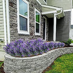 AKOMIC 12pcs Artificial Lavender Flowers Fake Plastic Outdoor Plants UV Resistant Shrubs for Indoor Outside Home Porch Garden Window Box Wedding Party Decoration