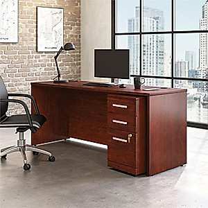 OfficeWorks by Sauder Affirm 72 X 24 Shl 3 Drawer Pedestal Ste, L: 71.10" x W: 23.47" x H: 29.29", Classic Cherry Finish