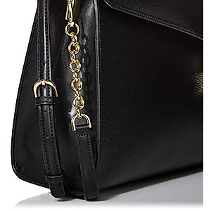 Calvin Klein Iris Hermine Leather Top Handle Satchel, Black/Gold