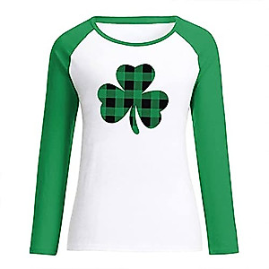 Women Shamrock Irish Pullover Shirts Long Sleeve Graphic Sweatshirt Saint Patricks Day 2023 Cute Clothes Blouses