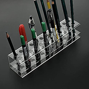 24 Hole Clear Acrylic Brush Display Pen Stand Holder Pen Organizer for Colored Pencils Paint Brushes Makeups Cosmetic Brush