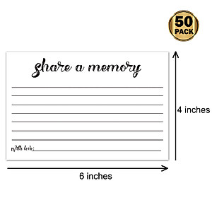 50 Share a Memory Cards, Going Away Party Decorations Funeral Guest Book for Celebration of Life Birthday Anniversary Memorial Funeral Graduation Bridal Shower Retirement, 4x6 Inch